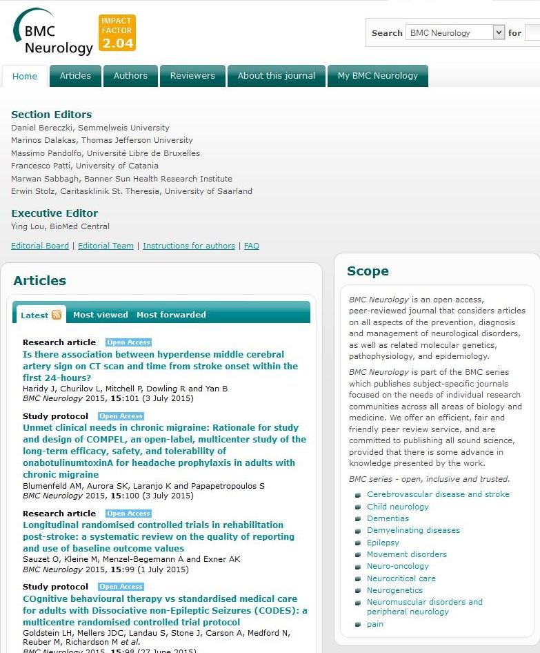 Bmc Neurology online in English
